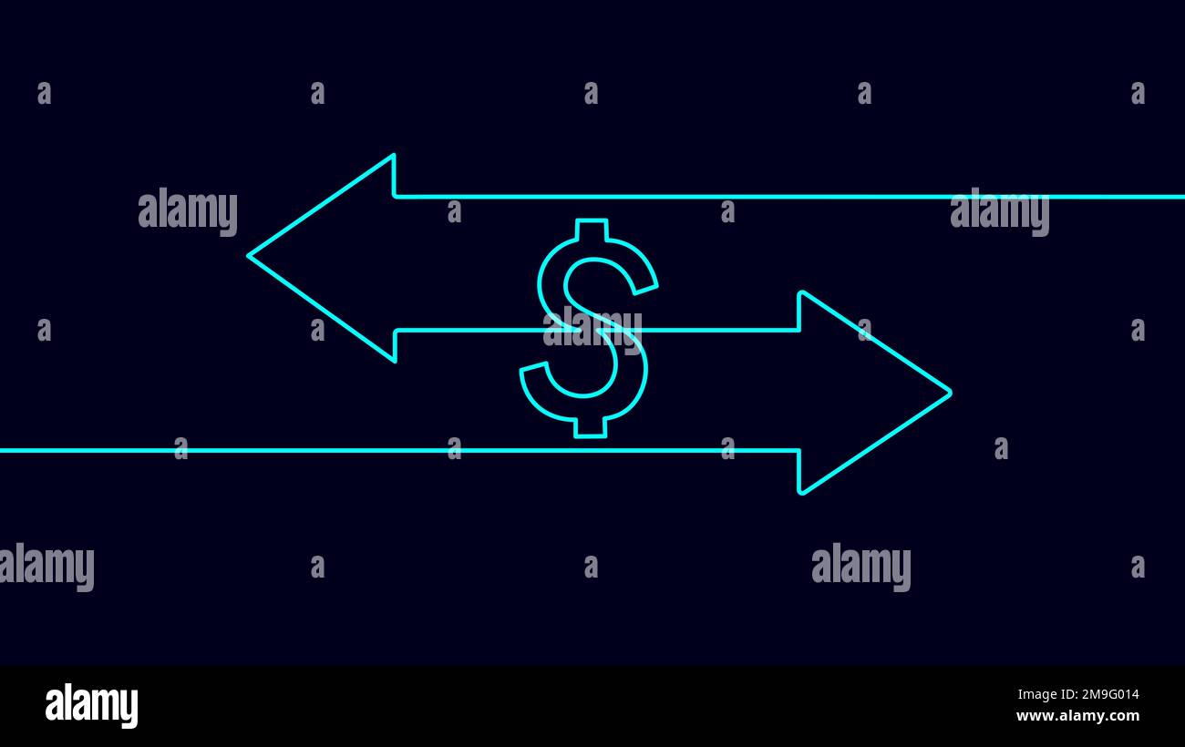 One line continuous money exchange arrows symbol concept. Finance ...
