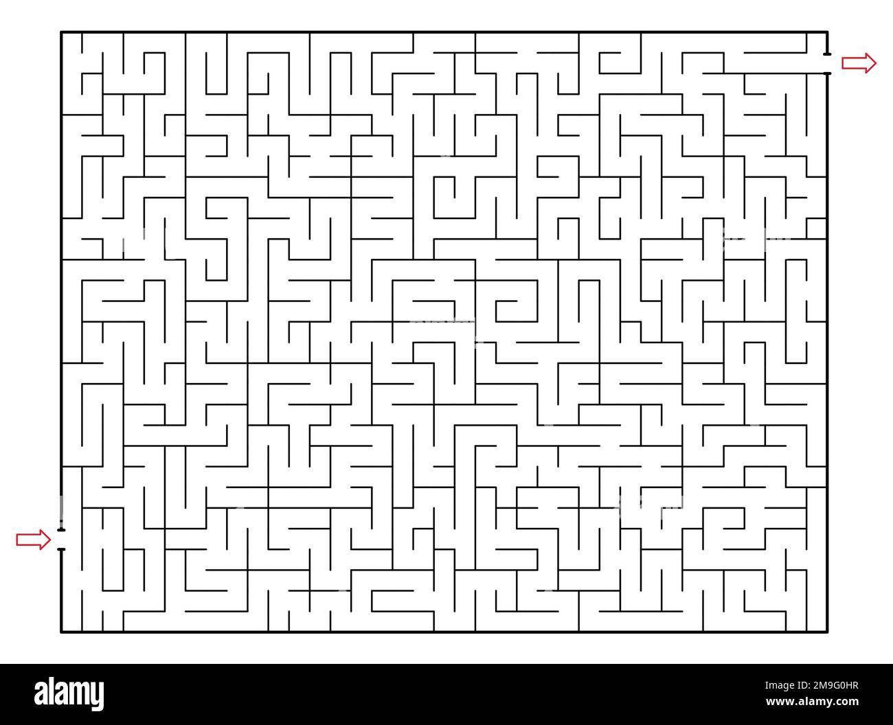 Not so easy Rectangle labyrinth with one entry and One exit (only one solution). Line maze game ...
