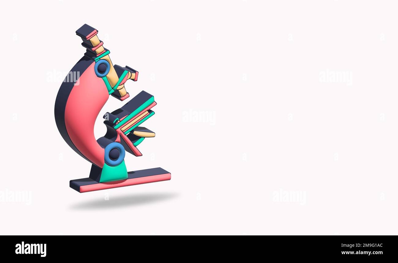 Colorful 3d render microscope. Chemistry, pharmaceuticals, microbiology ...