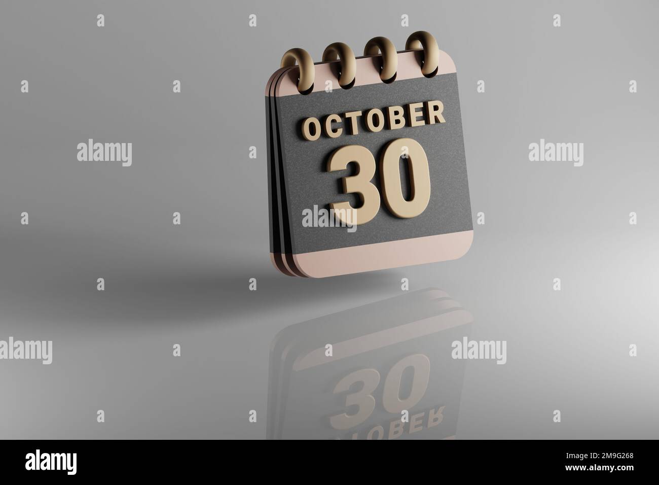 Standing black and golden month lined desk calendar with date October ...