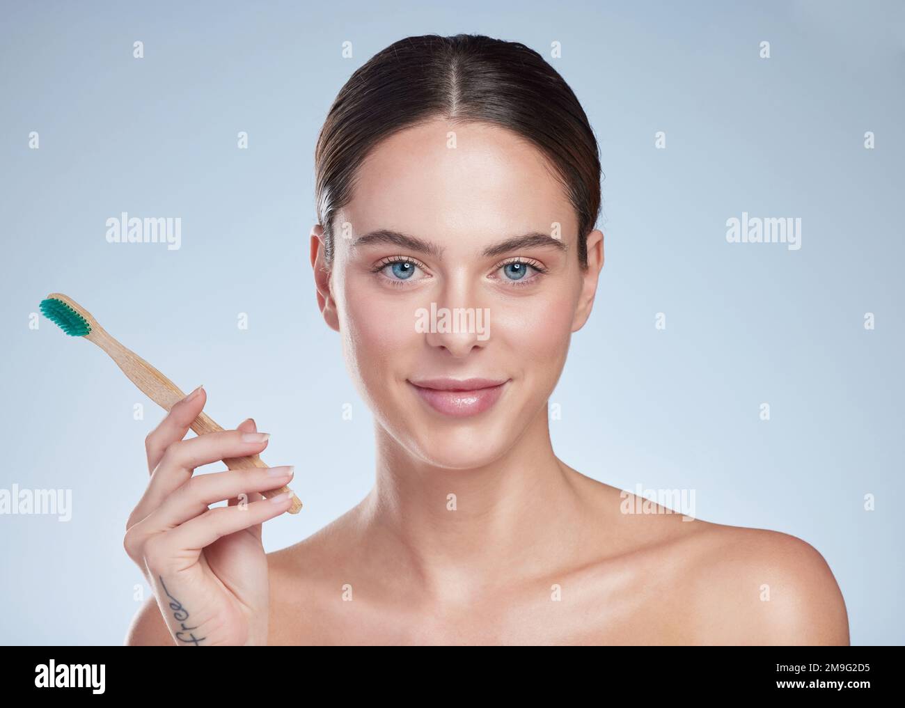 Choose the toothbrush that suits your dental needs. Studio portrait of ...