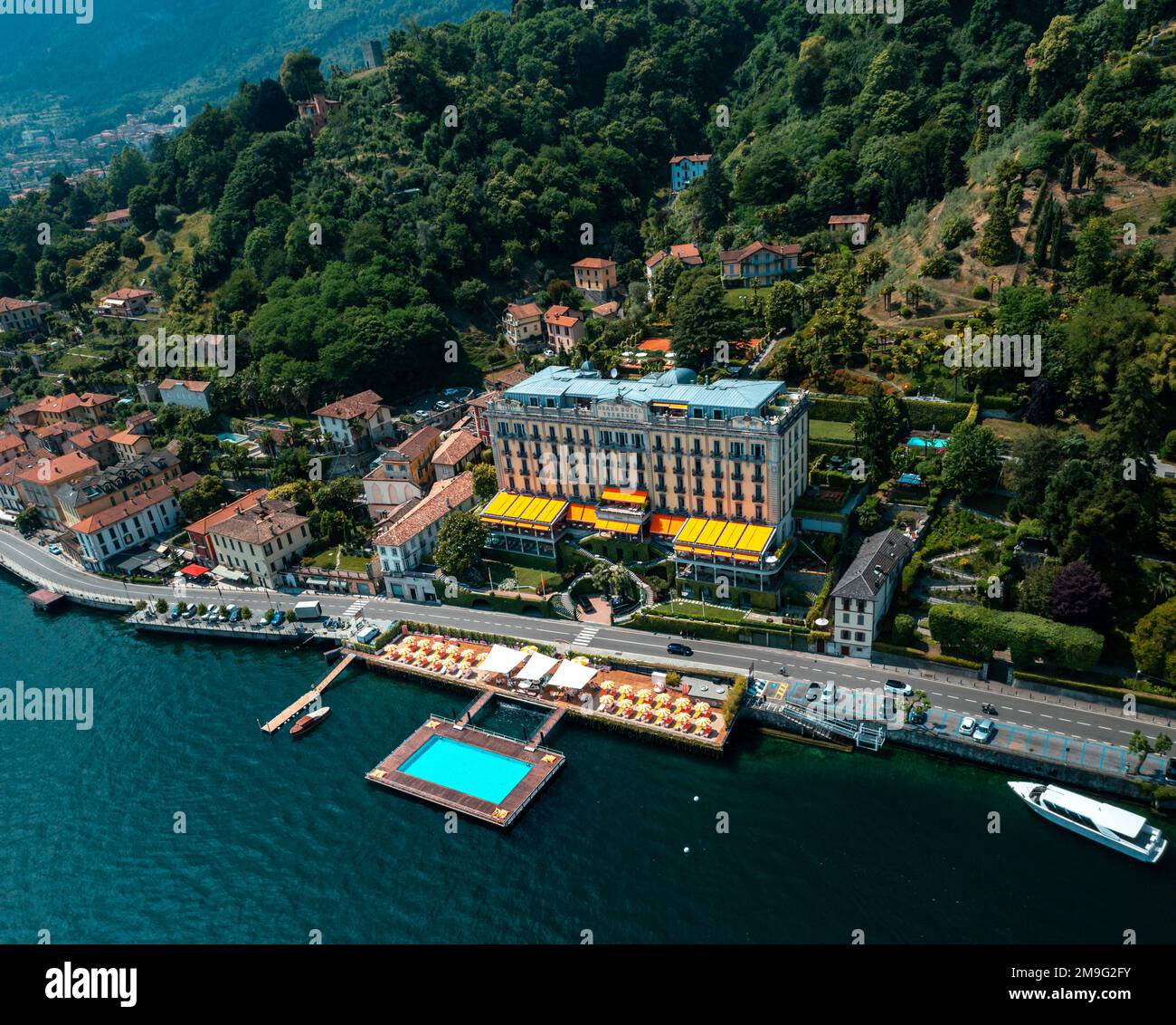 Aerial view of an exclusive hotel in Lake of Como Stock Photo - Alamy