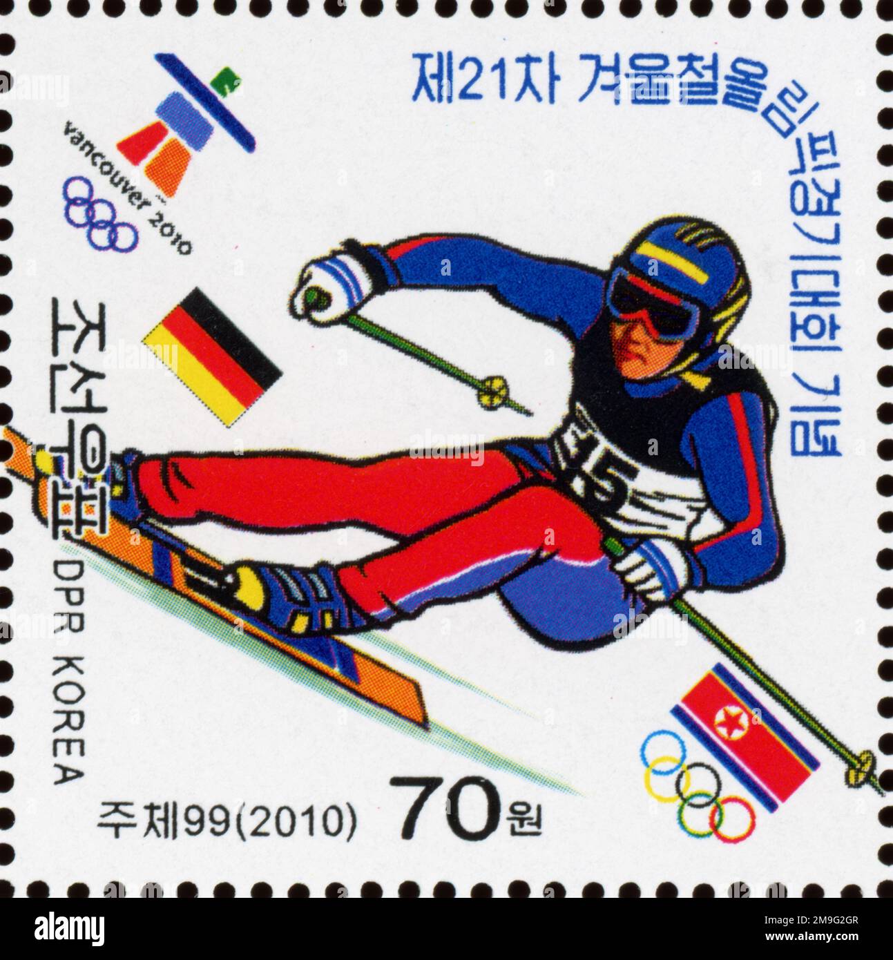 North Korean postage stamp from 2010 commemorating the Vancouver Winter ...