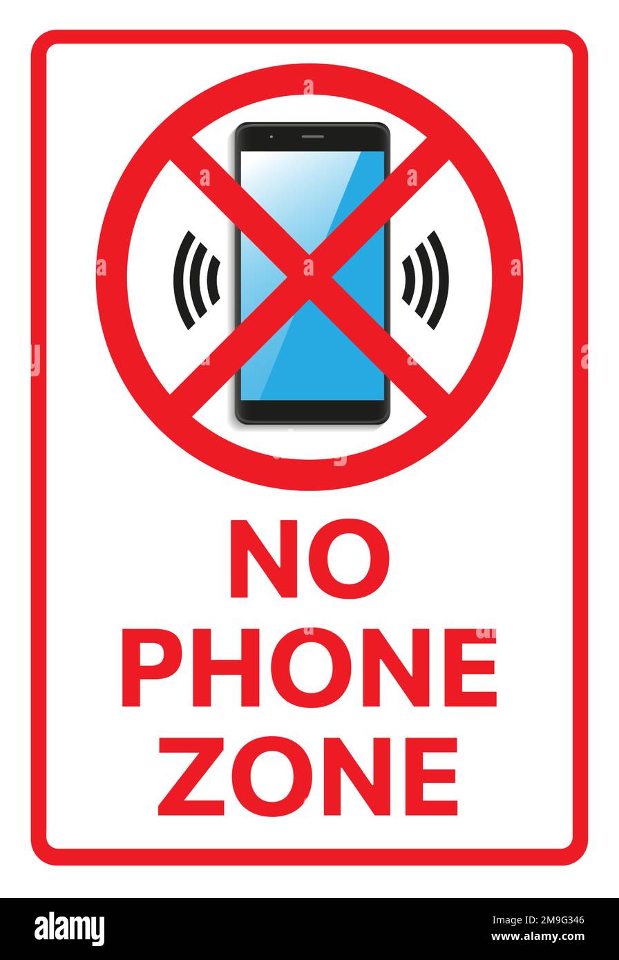 Telephone warning stop sign icon. With text NO PHONE ZONE. Vector ...