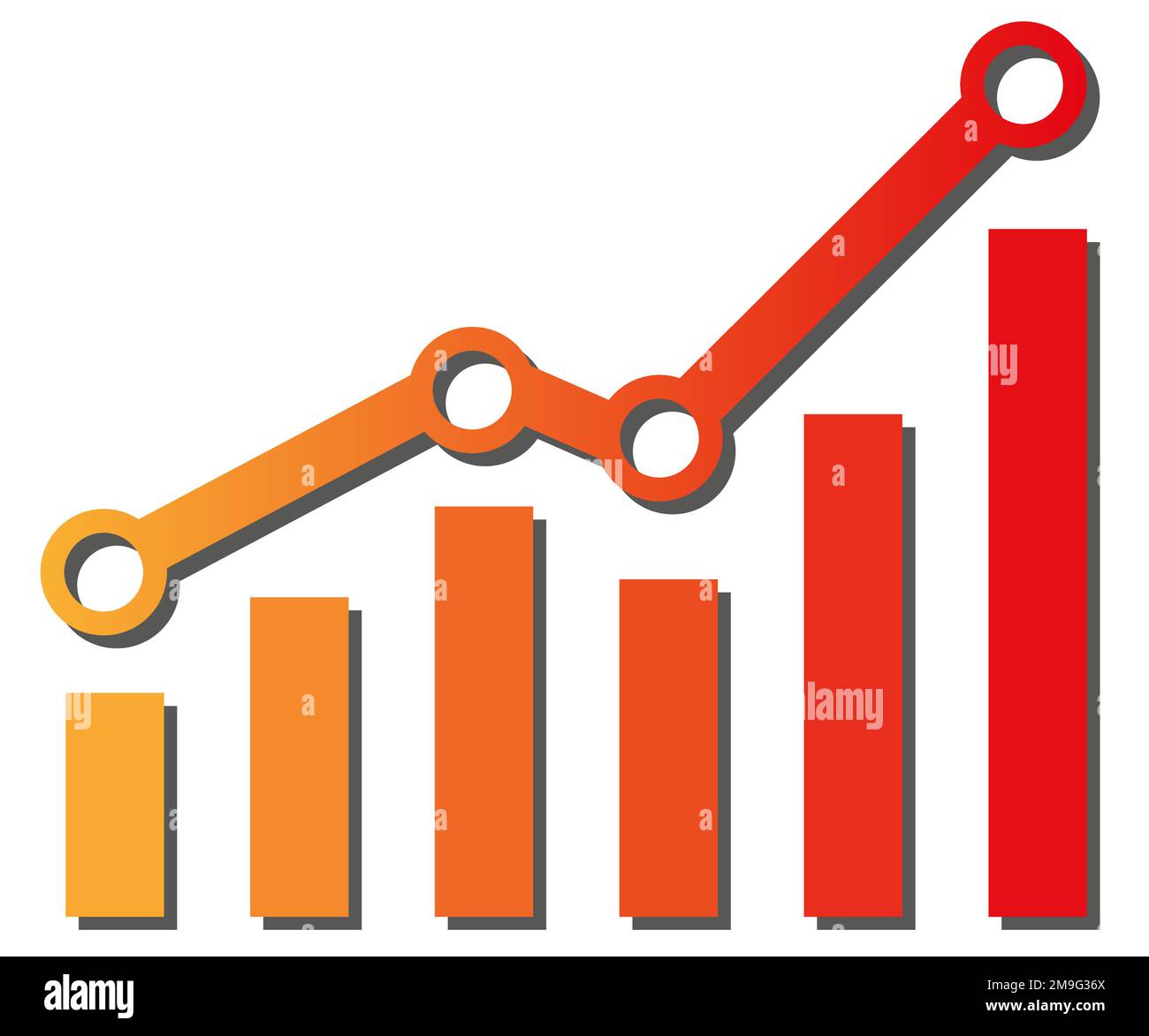 Graph with increase report. Diagram with rise and gain progress. Vector ...