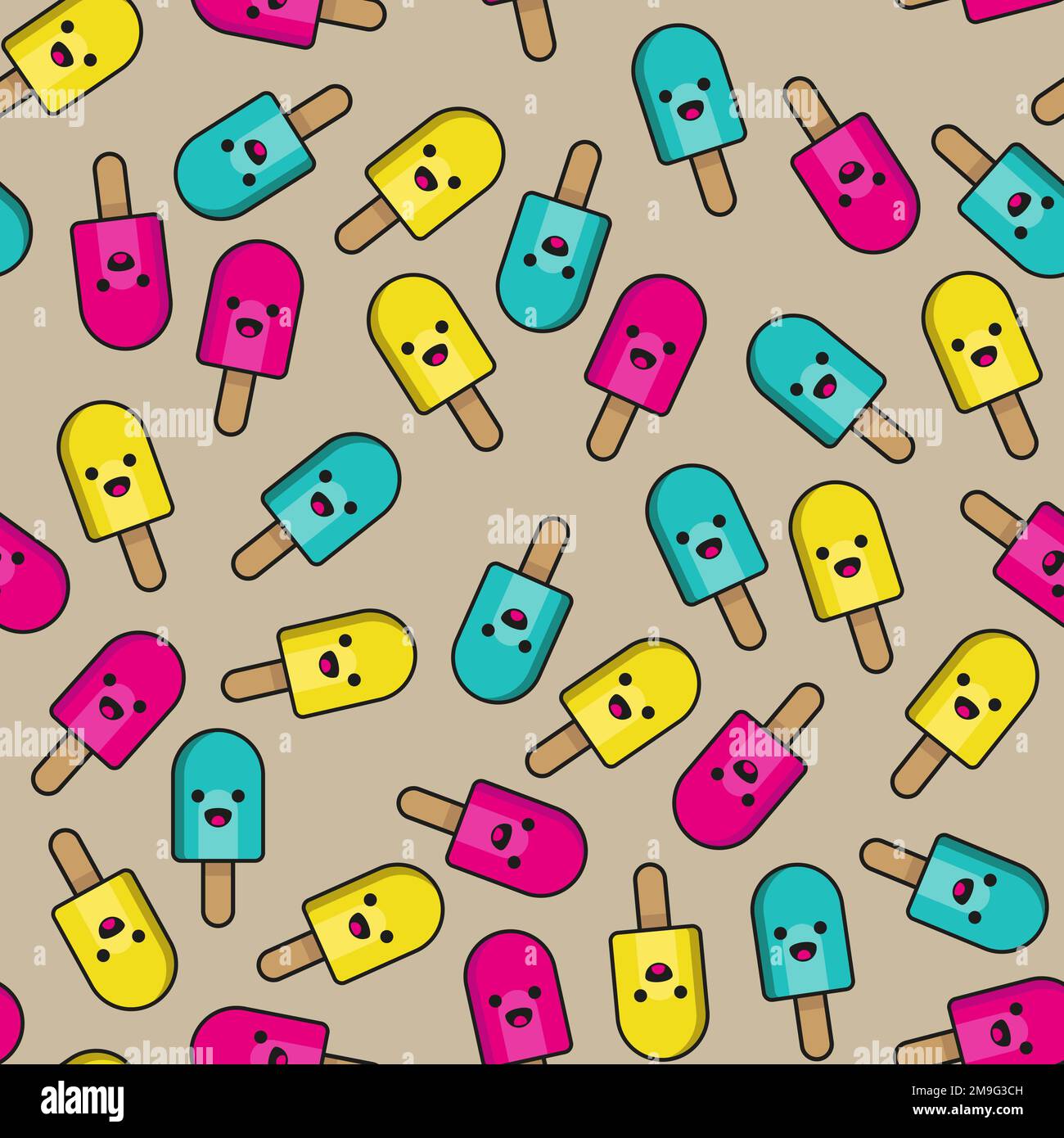 Seamless ice cream pattern on brown background Stock Vector Image & Art ...