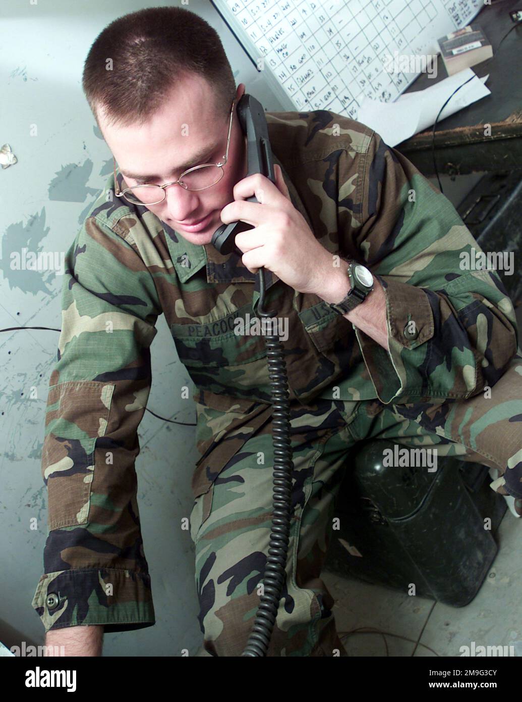 US Marine Corps Corporal Peacock from Marine Wing Support Squadron 371 ...