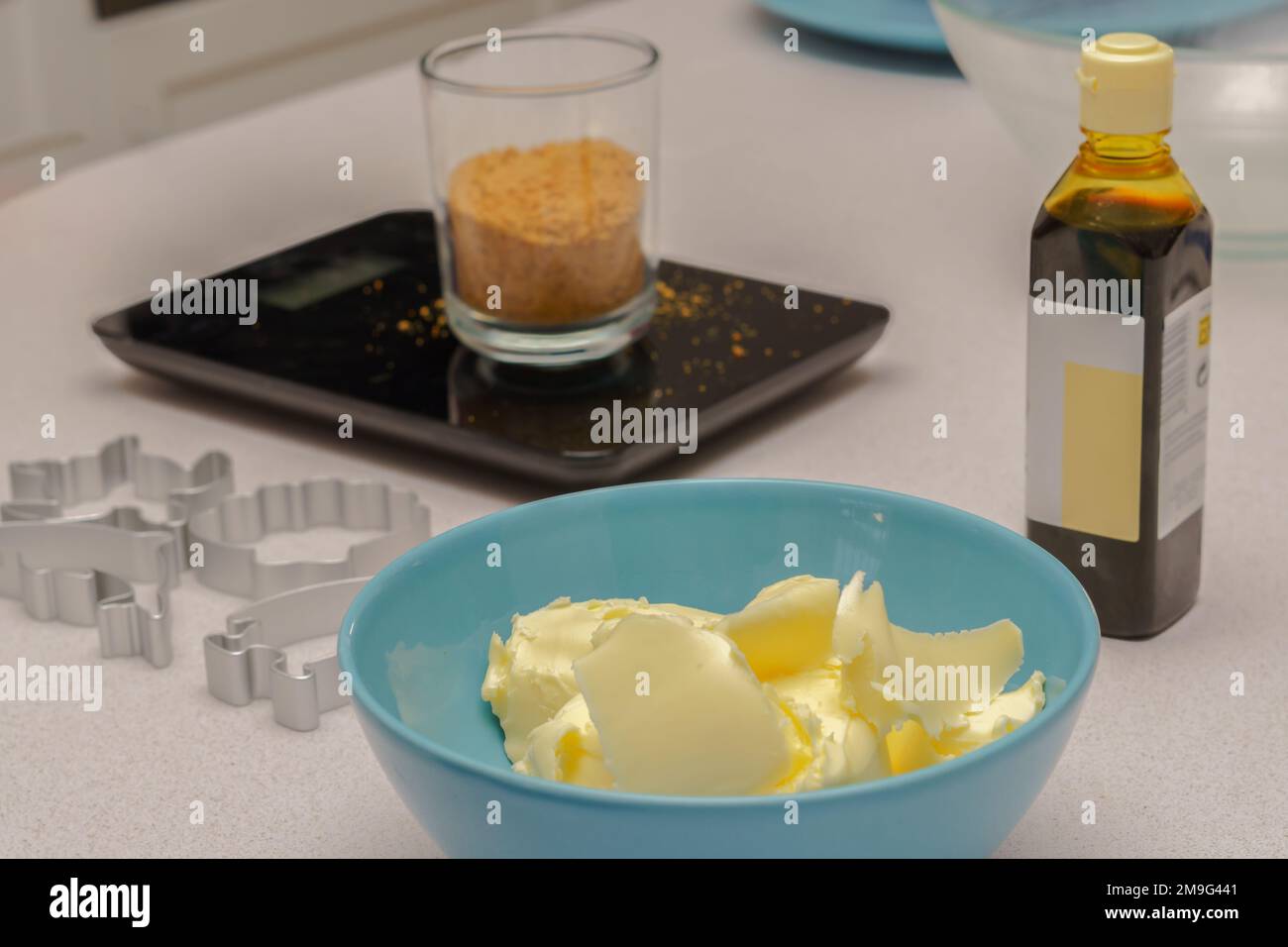 bowl with butter and other bakery items to make a cake Stock Photo - Alamy
