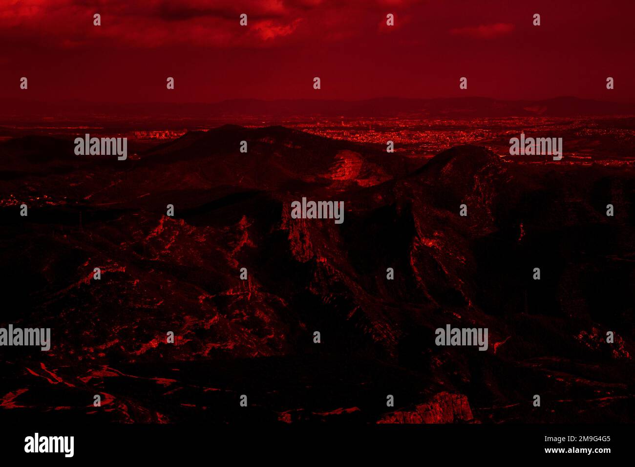 Fiery red sky. Blood clouds. Horror. Background, banner. Horror ...