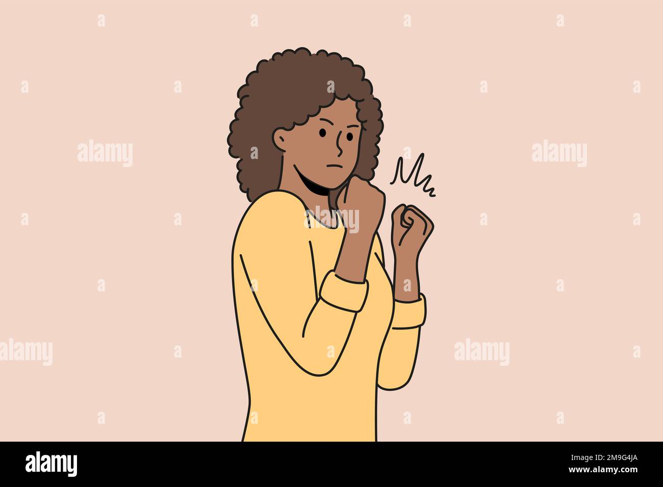 Confident African American woman show power and strength. Decisive ...