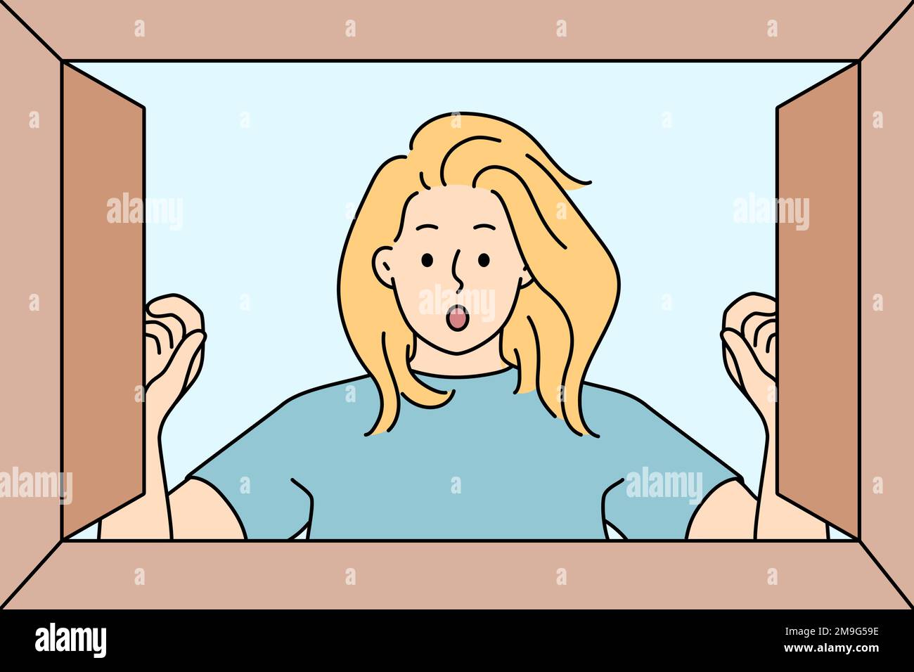 Stunned Young Woman Look In Open Box Shocked With Unexpected Content