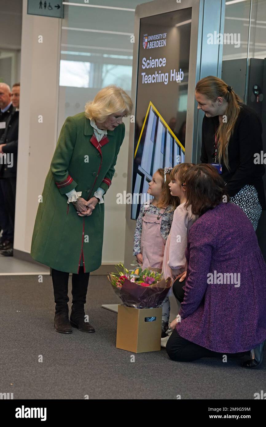 The Queen Consort, Chancellor of the University of Aberdeen, receives a ...