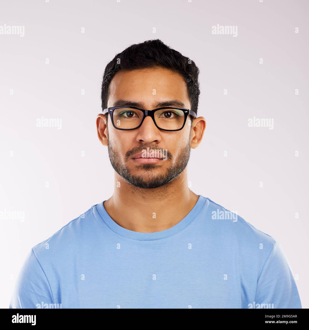 Be yourself and people will like you. Studio shot of a serious young ...