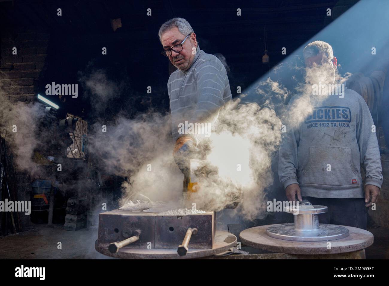 Wahid Sabri works at a metal recycling workshop in Baghdad, Iraq ...