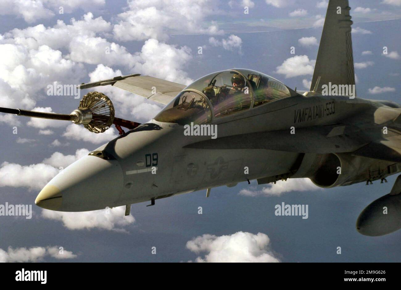 An F-18 "Hornet" from Marine Strike Fighter Squadron (All Weather) Five ...