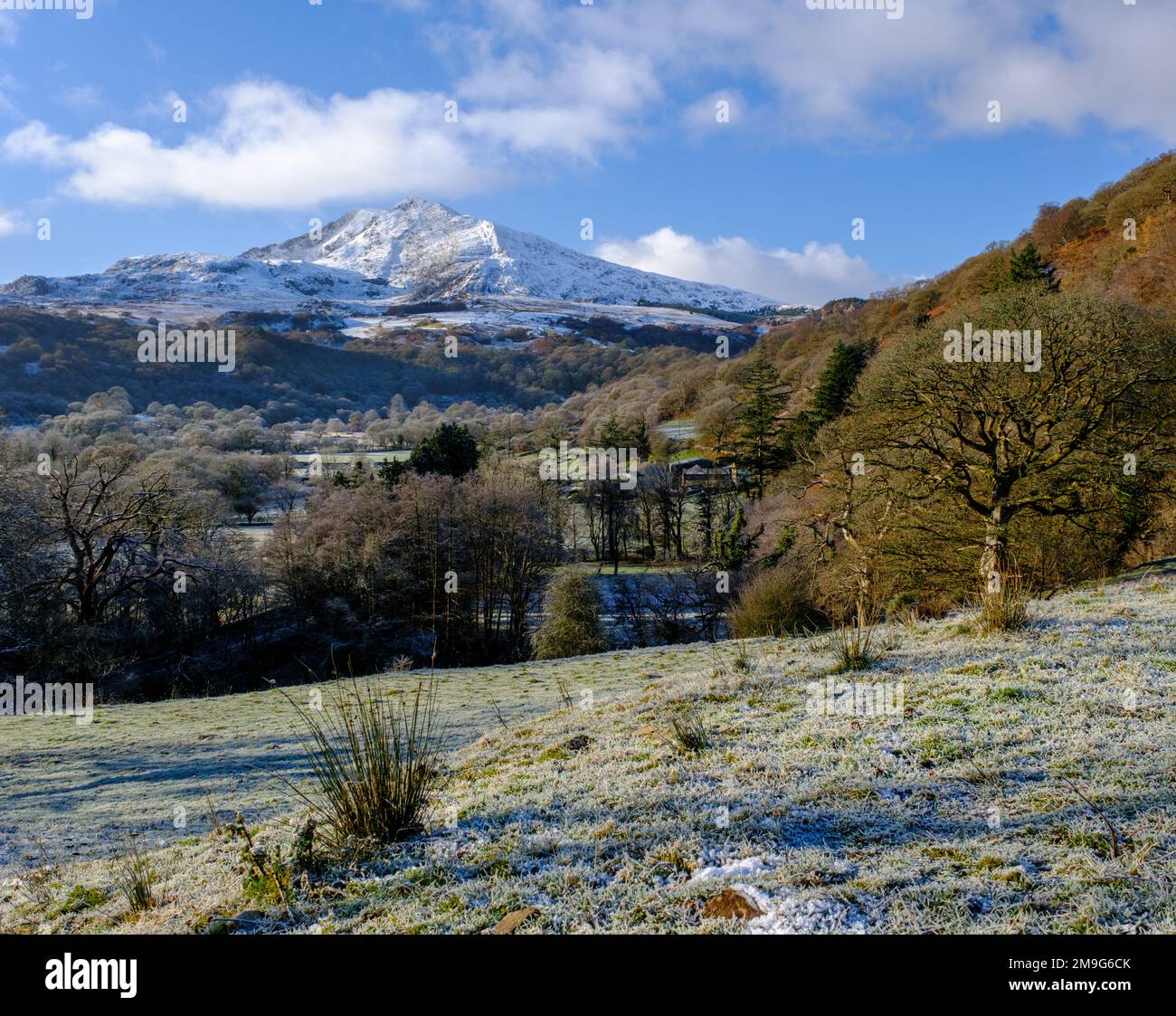A snow covered portrait of Moel Siabod in Snowdonia National Park ...