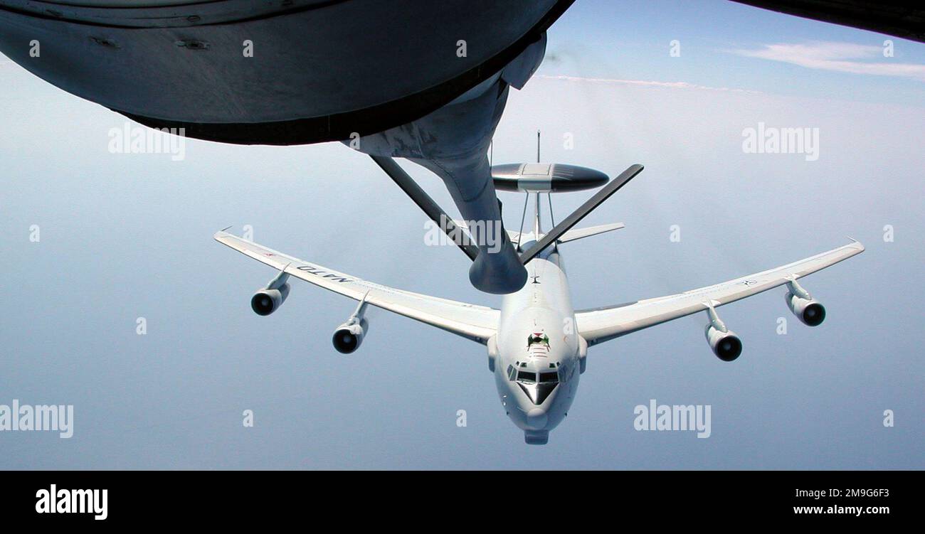 An E-3A Sentry early airborne warning and control system aircraft eases ...