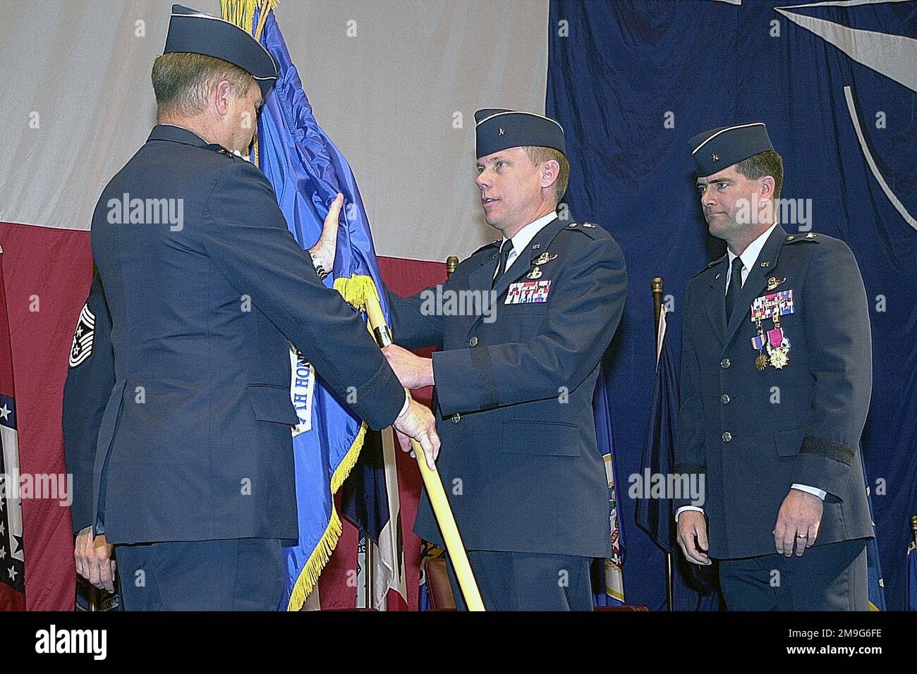 The 31st Fighter Wing flag is passed from US Air Force Lieutenant ...