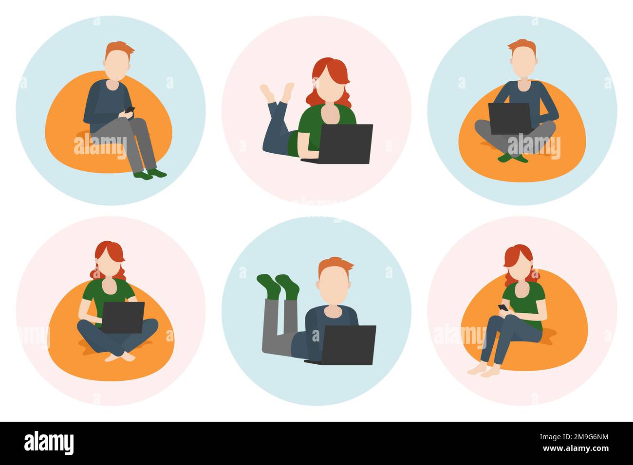 Freelancers on remote work. Working at home. Vector illustration Stock ...