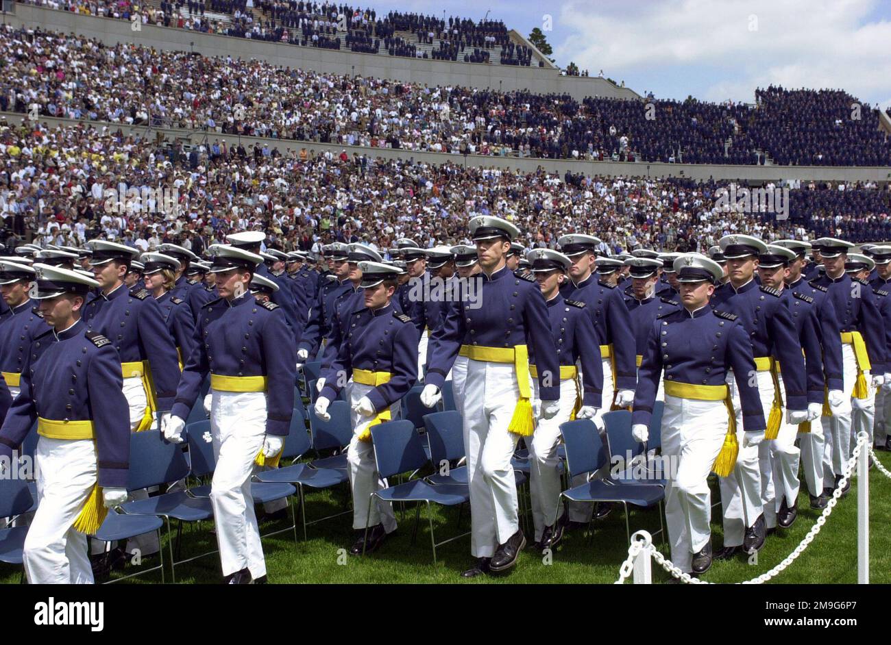 US Air Force Academy Graduating Class of 2001 marches onto the Falcon ...