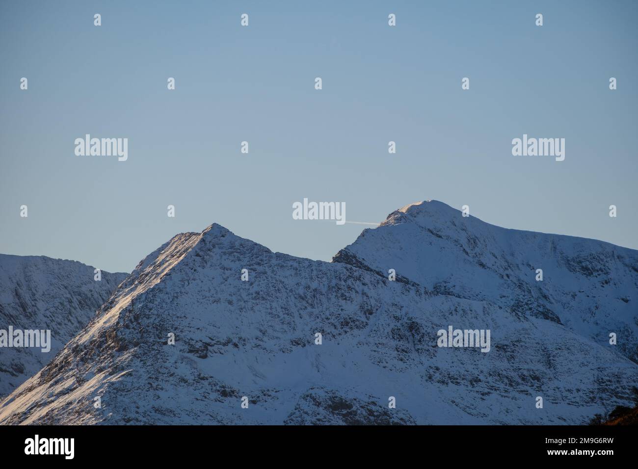 A close up view of the Snowdon Horseshoe mountains in Snowdonia ...