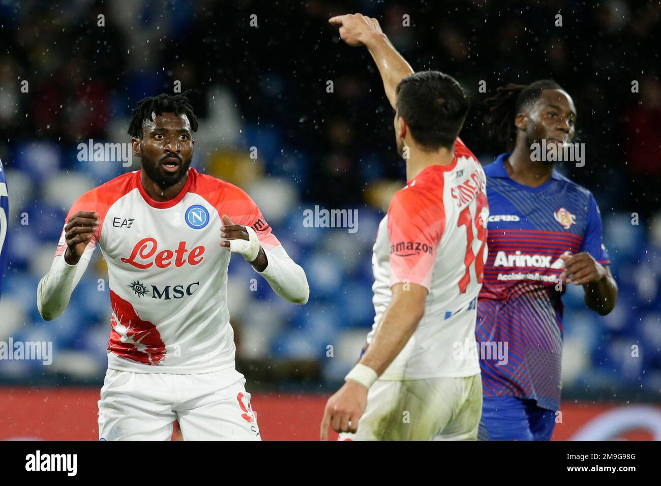 SSC Napoli's Cameroonian striker Andre Zambo Anguissa gesticulate ...