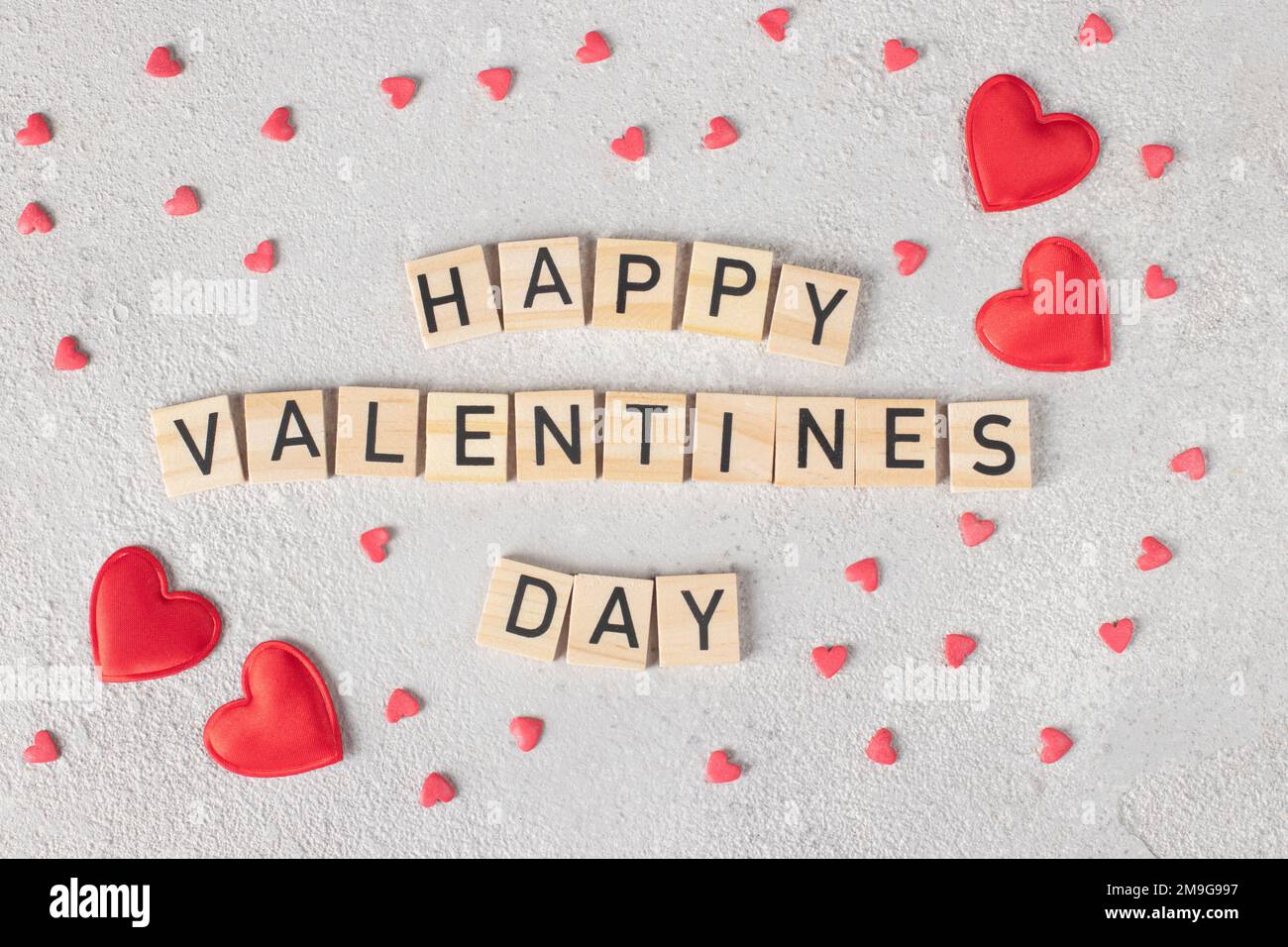 Postcard Valentine's Day, Wooden lettering Happy Valentine's Day, Red ...