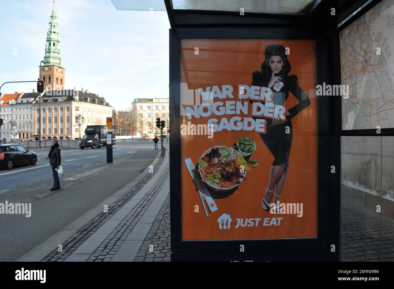 Copenhagen/Denmark/18 January 2023/ Billboard of Just Eat at danish ...