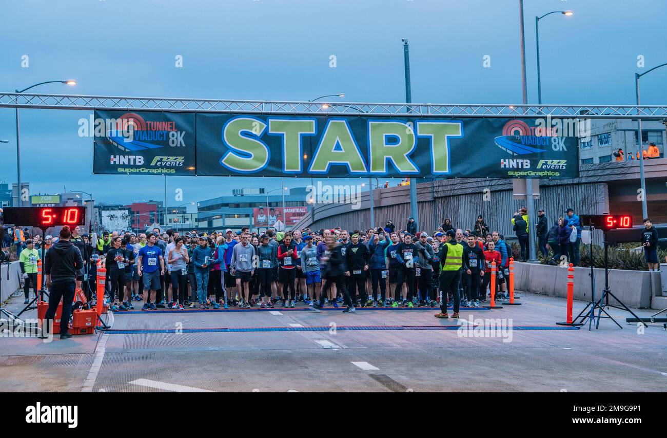 View of people on Tunnel to Viaduct 8k, Seattle, Washington, USA Stock ...