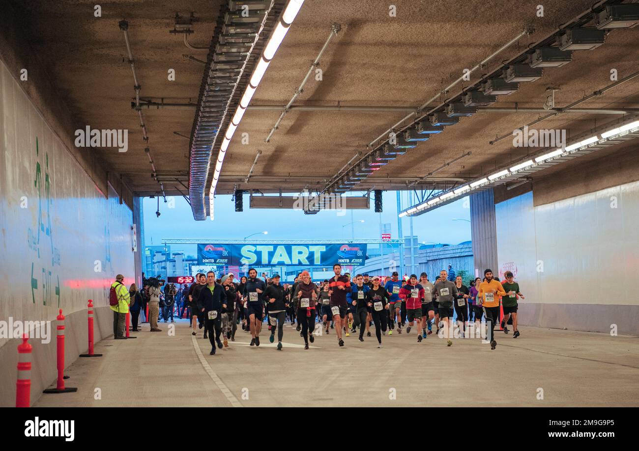 View of people on Tunnel to Viaduct 8k, Seattle, Washington, USA Stock ...