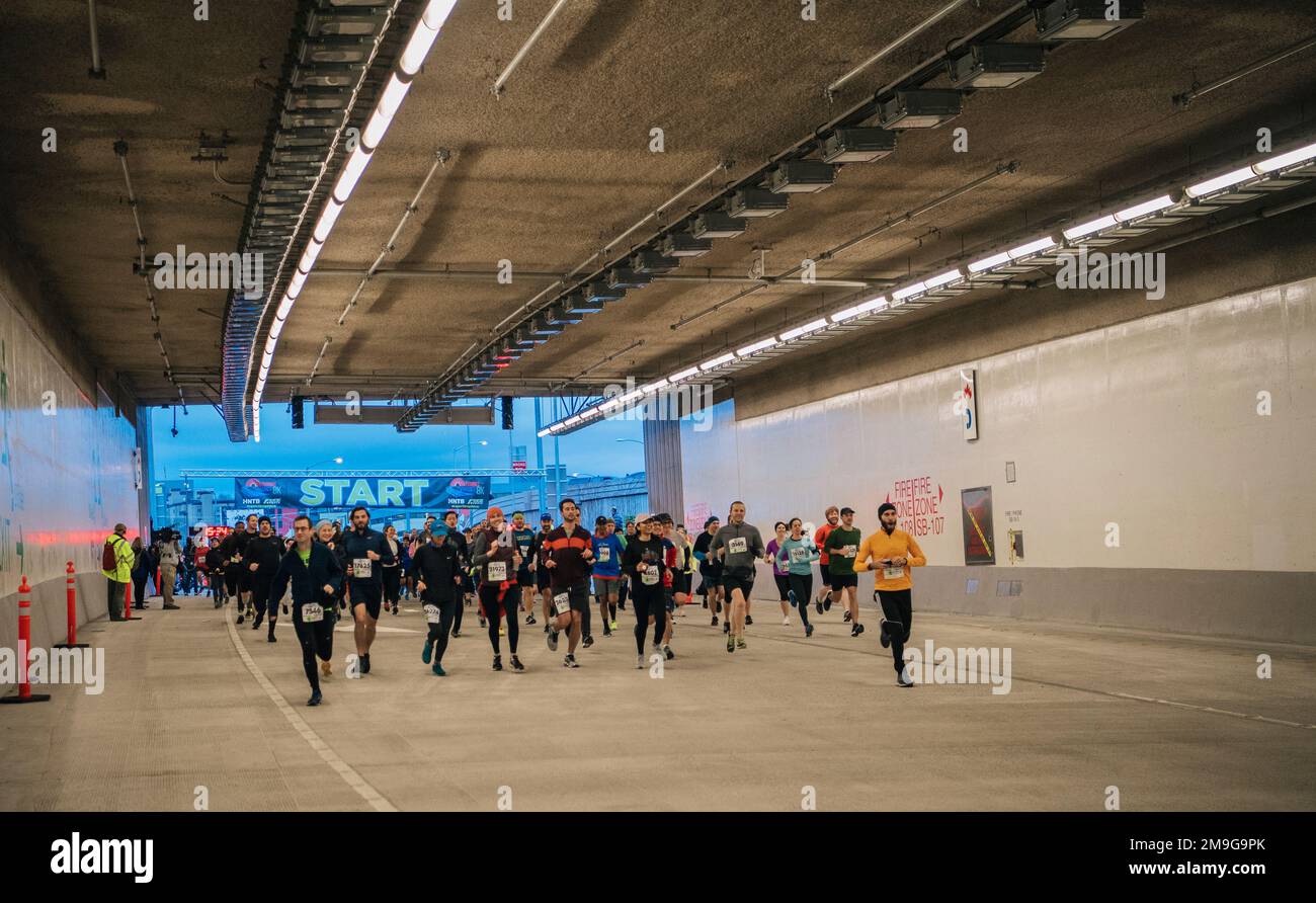 View of people on Tunnel to Viaduct 8k, Seattle, Washington, USA Stock ...