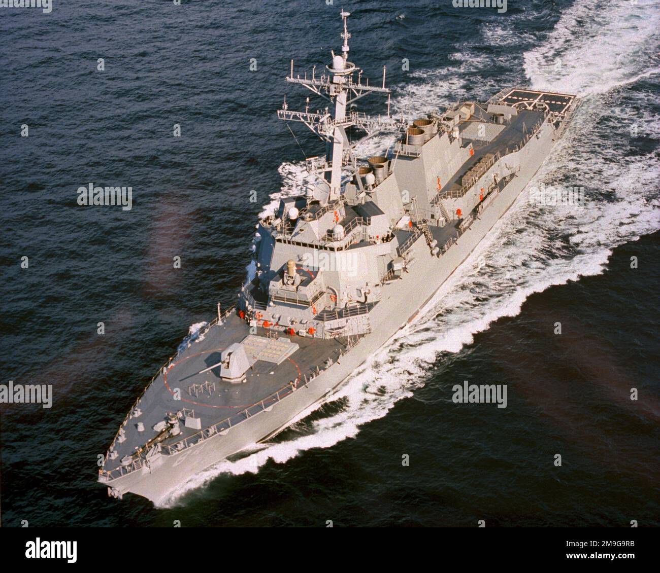 High oblique bow on view of the Arleigh Burke Flight IIA class guided ...