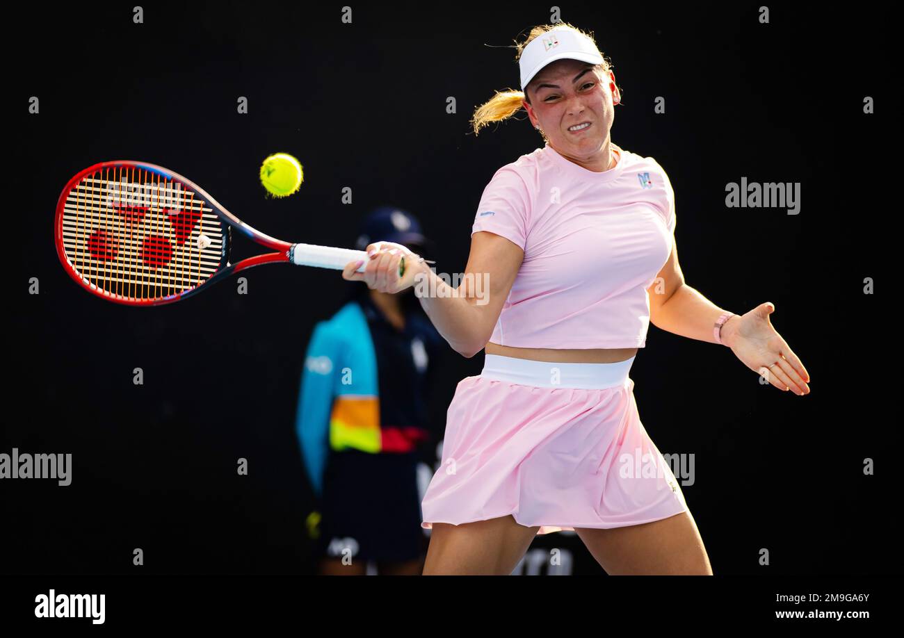 Donna Vekic of Croatia in action against Oksana Selekhmeteva of Russia ...