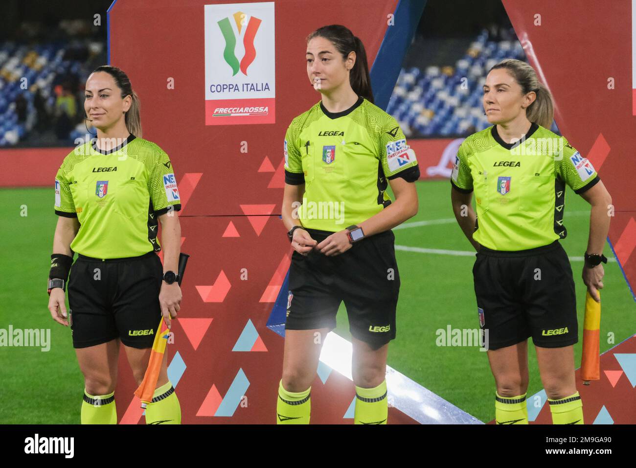 Italian referee, Tiziana Trasciatti (L), Maria Sole Ferrieri Caputi ...