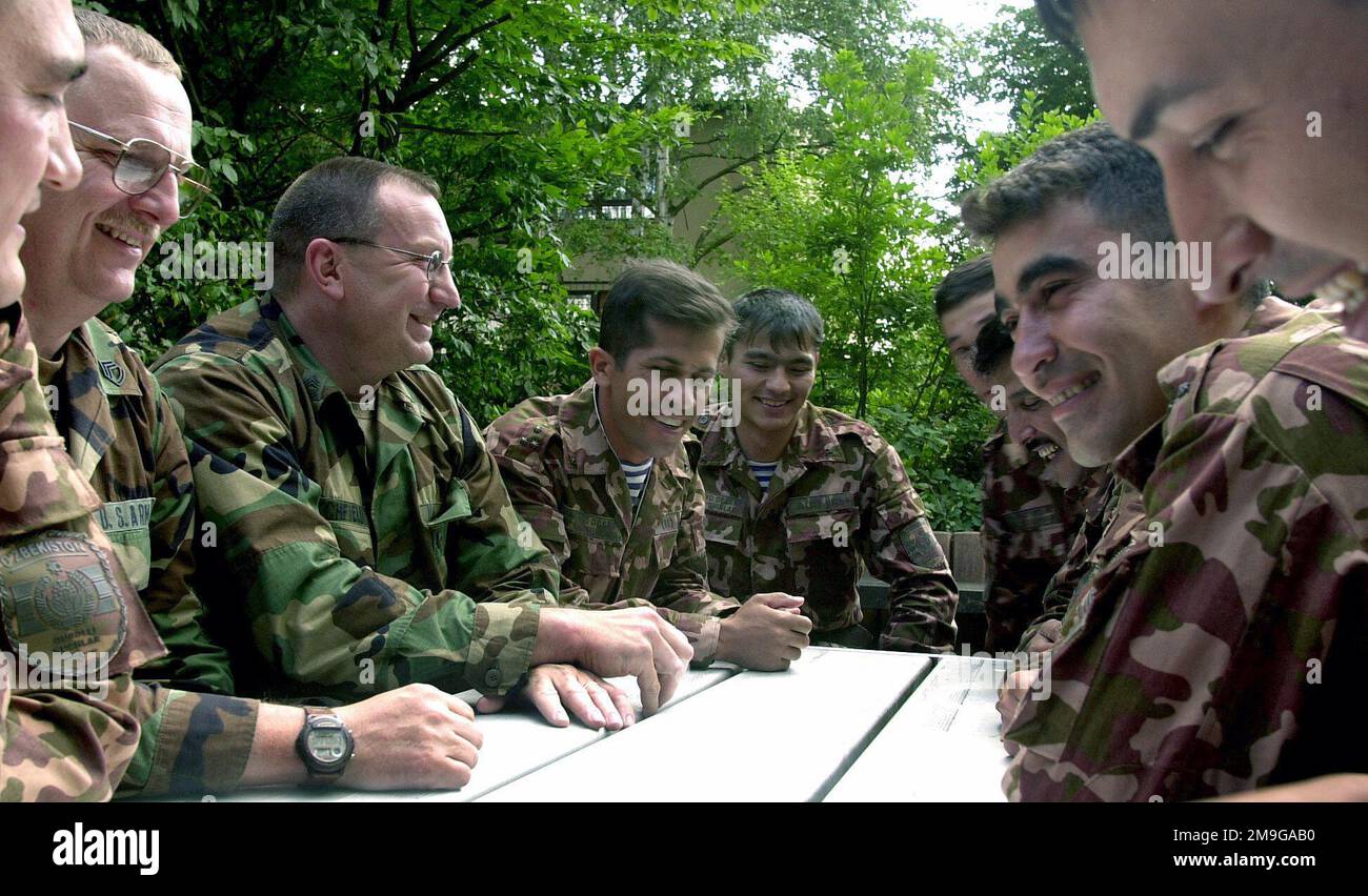 US Army Sergeants First Class Randy Couch and David Litchfeild sit with ...