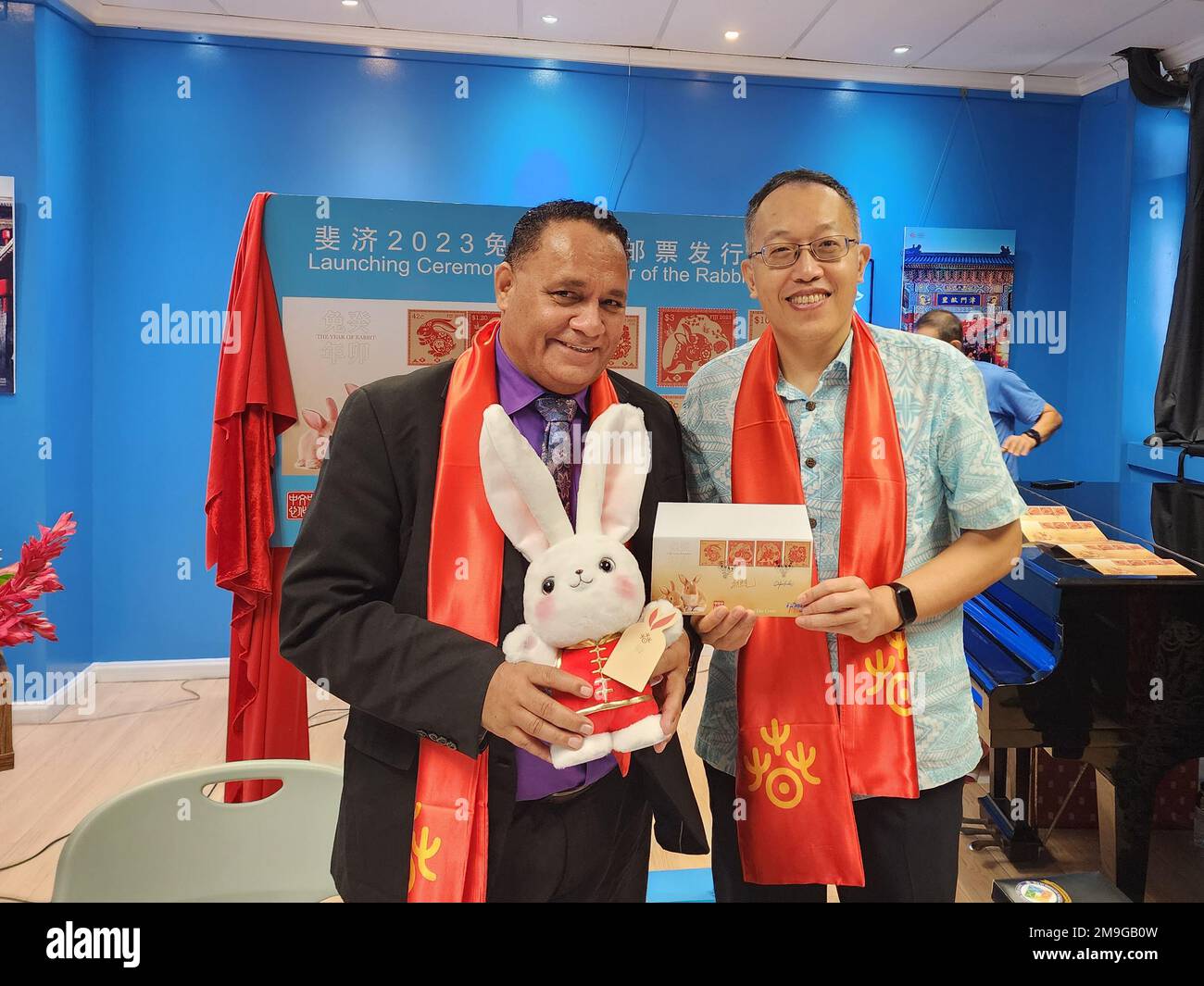 Suva, Chinese Embassy in Fiji. 18th Jan, 2023. Collin Yabaki (L ...