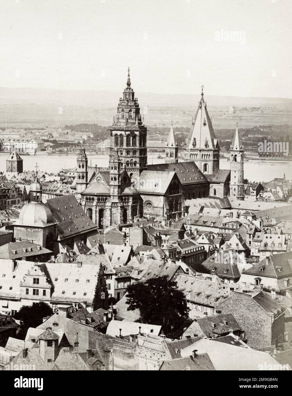 Vintage 19th century photo - view of Mainz, Germany Stock Photo - Alamy