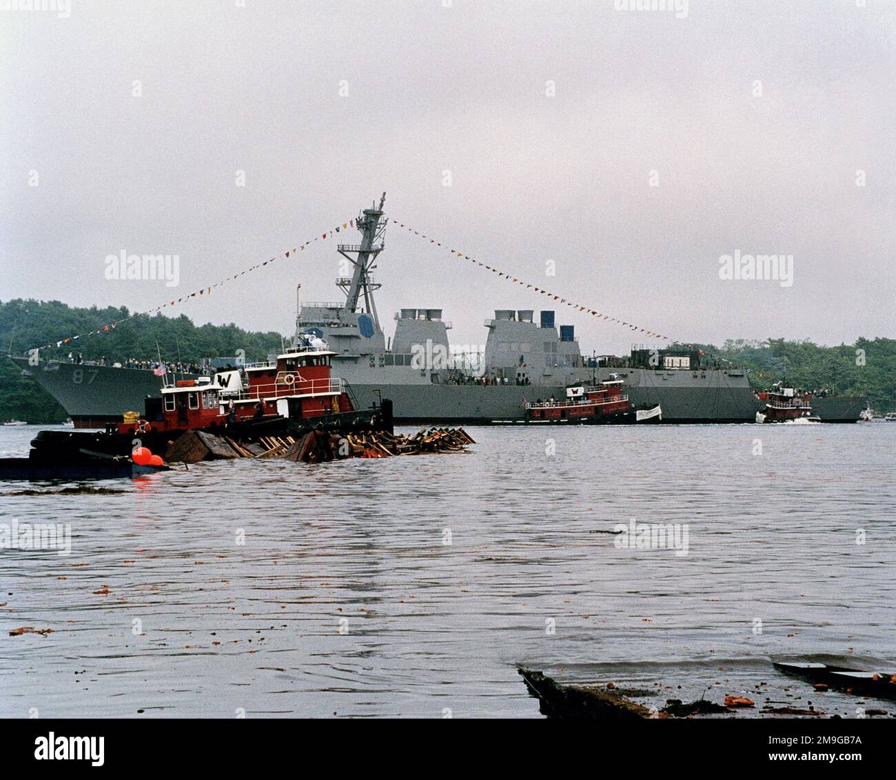 Port side view of the Arleigh Burke class Aegis guided missile ...