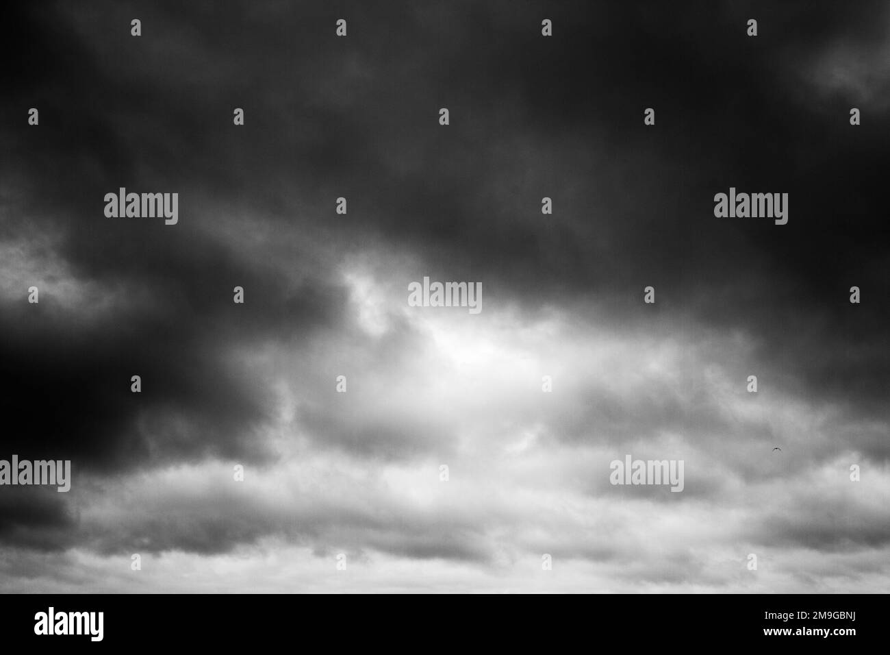 Black and white sky. Dramatic clouds. Horror. Background, banner ...