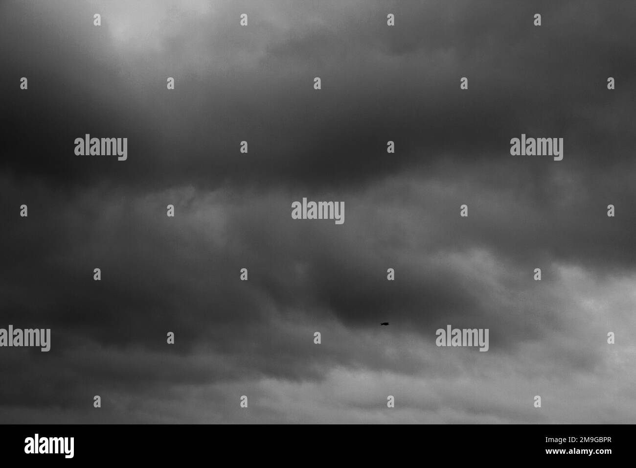 Black and white sky. Dramatic clouds. Horror. Background, banner ...