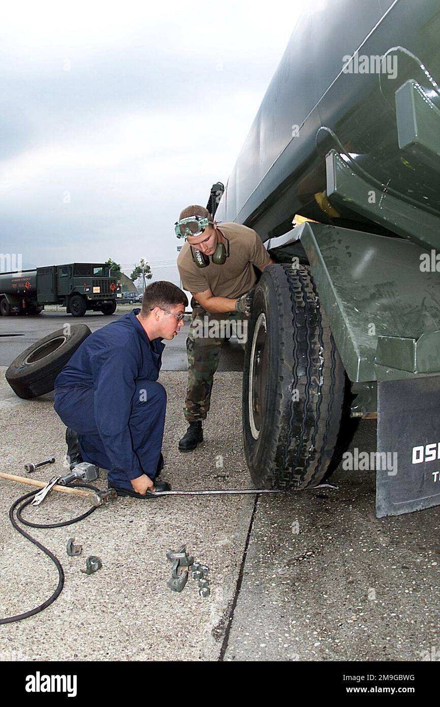 AIRMAN First Class (A1C) Chris Farran and A1C Michael Sutton, a Fuels ...