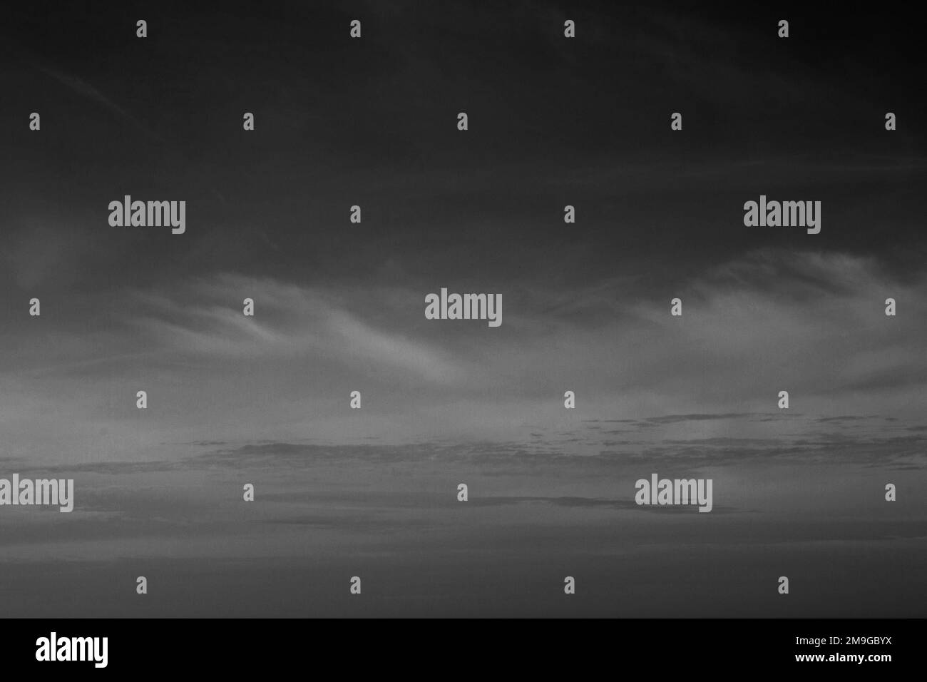 Black and white sky. Dramatic clouds. Horror. Background, banner ...