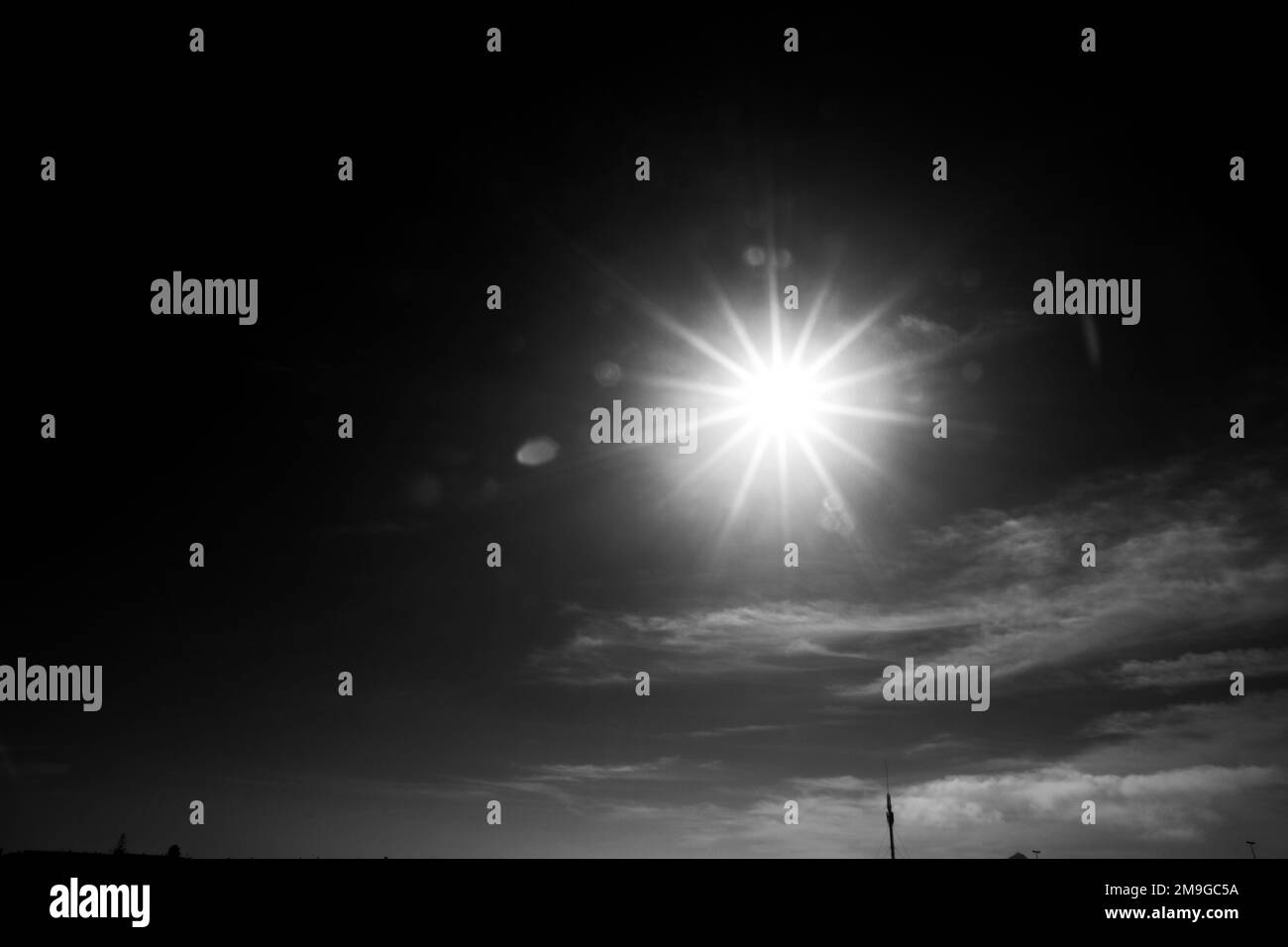 Black and white sky. Dramatic clouds. Horror. Background, banner ...