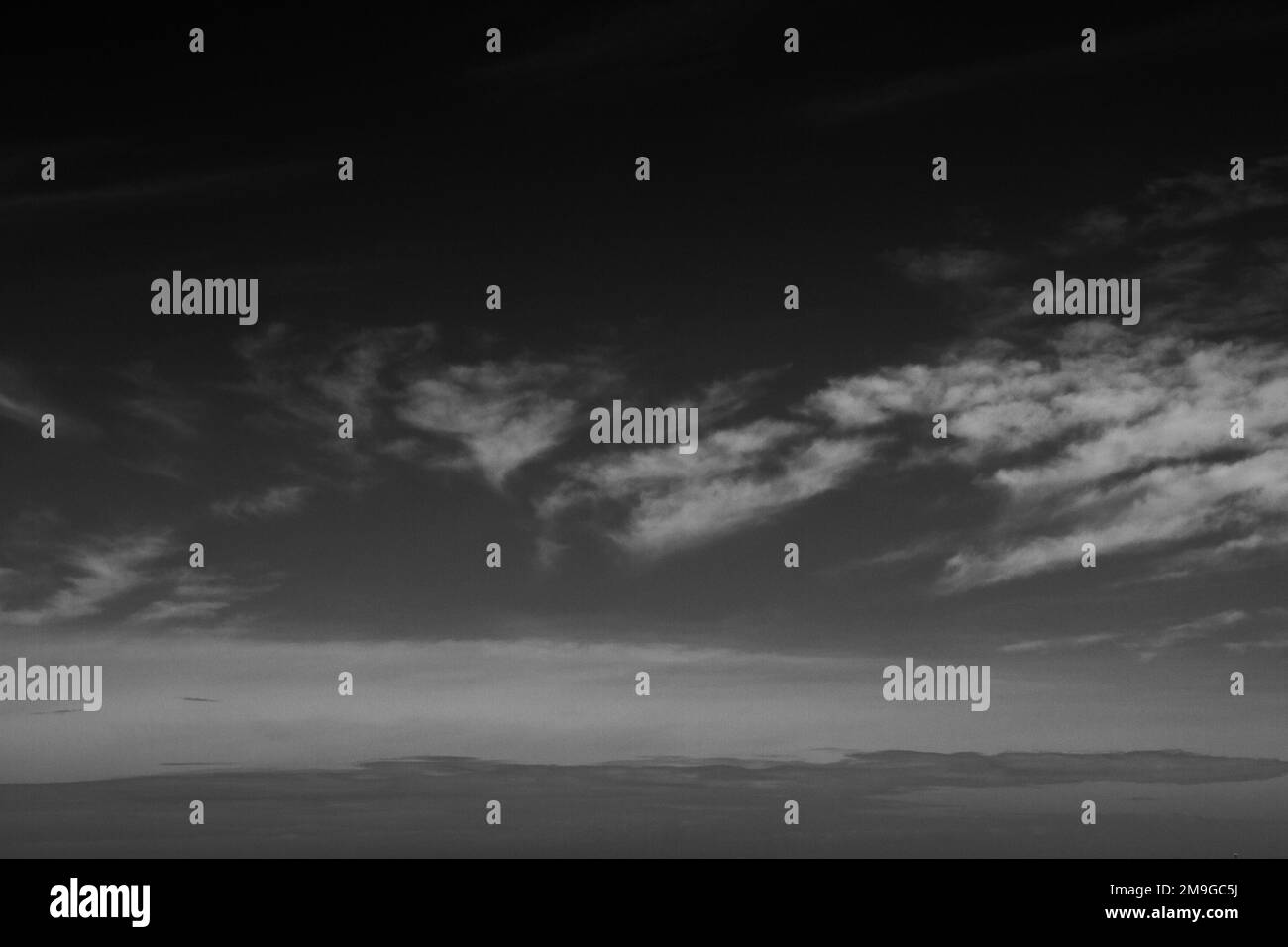 Black and white sky. Dramatic clouds. Horror. Background, banner ...