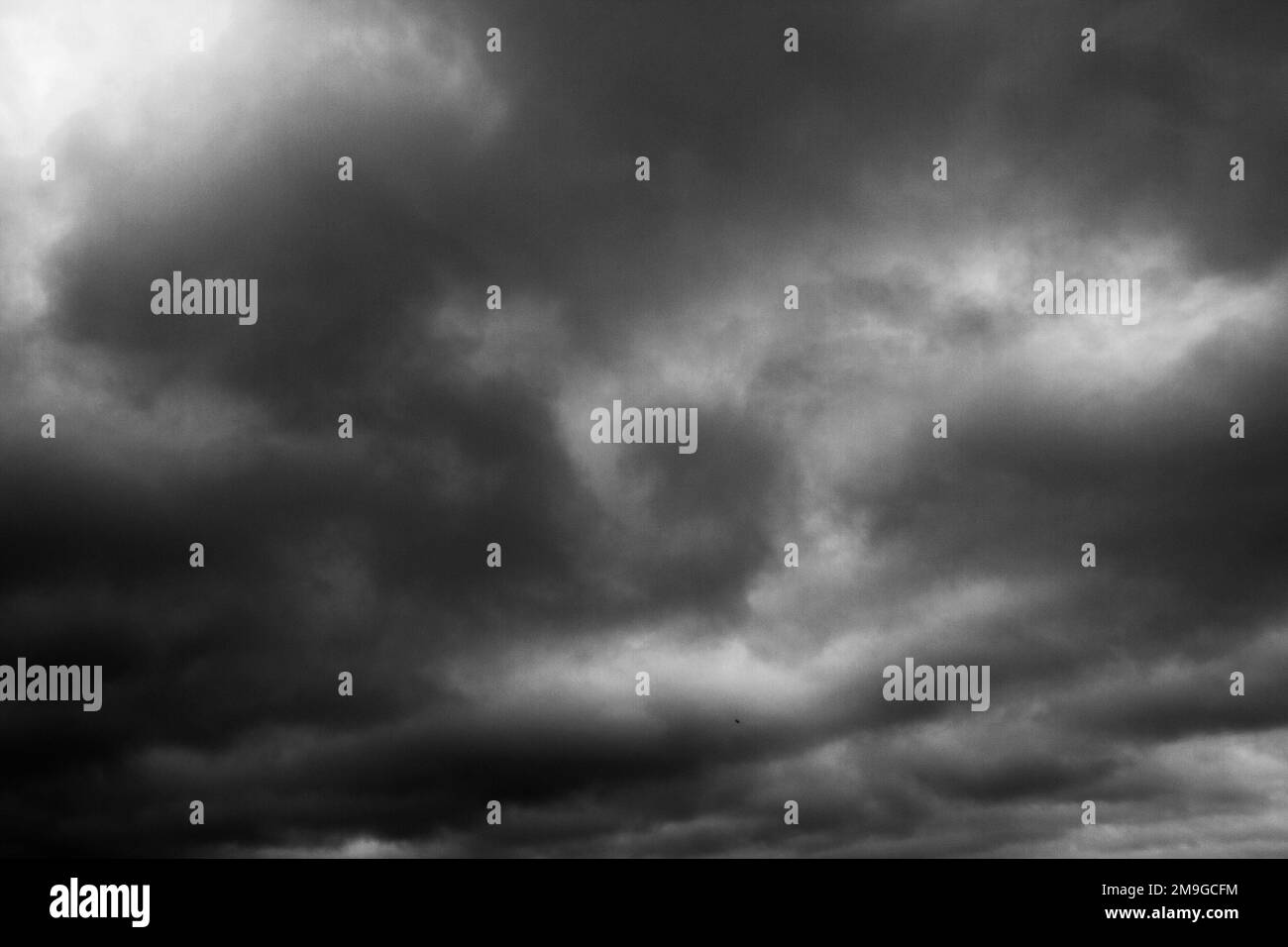 Black and white sky. Dramatic clouds. Horror. Background, banner ...