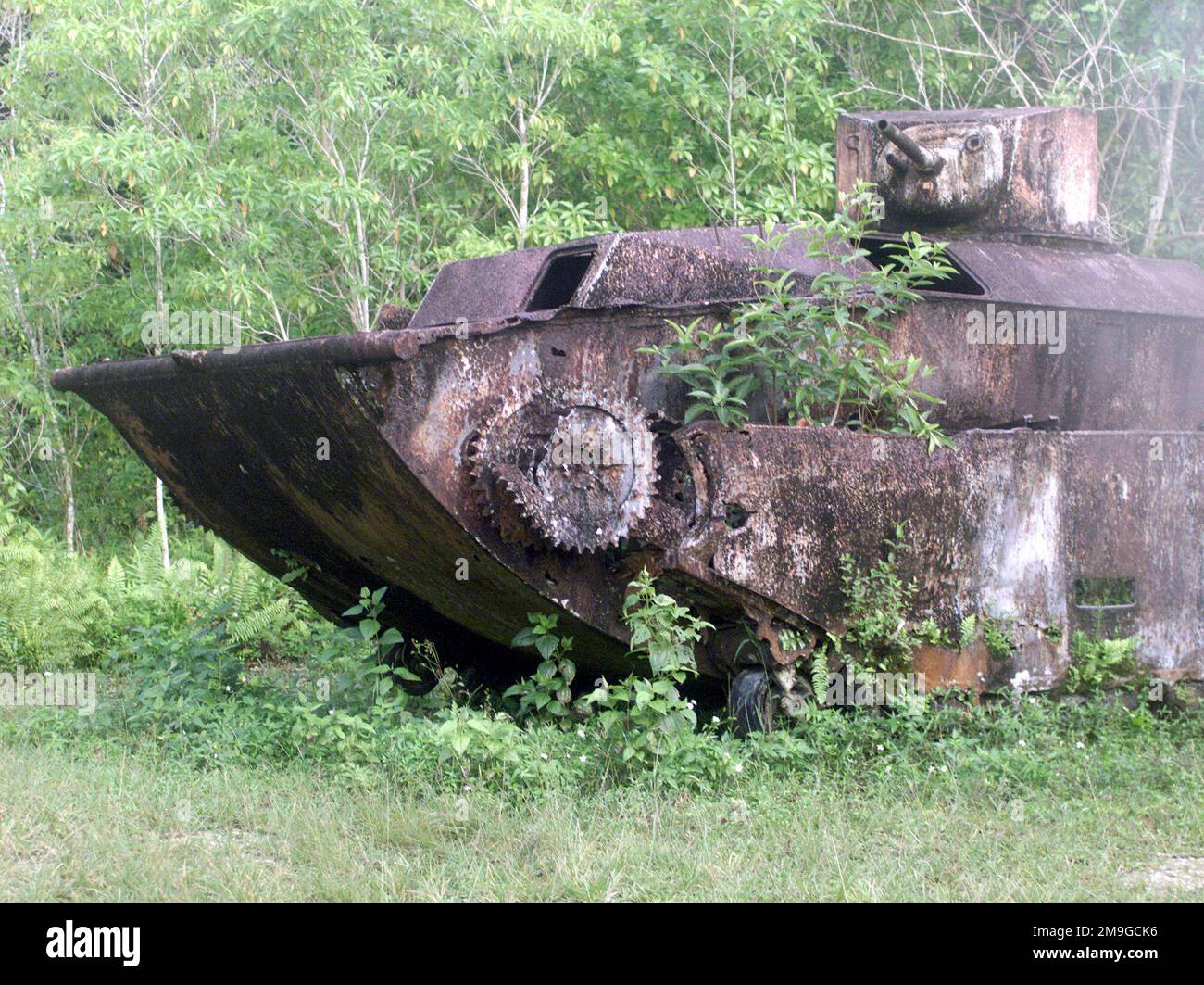 An American Landing Vehicle Tracked (Armored)(Mark 1), LVT(A)-1, that ...