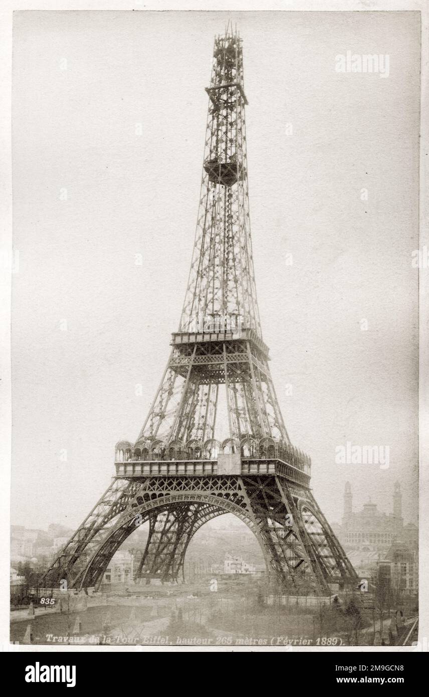 Vintage 19th c. photo - Eiffel tower Paris, France, under construction ...