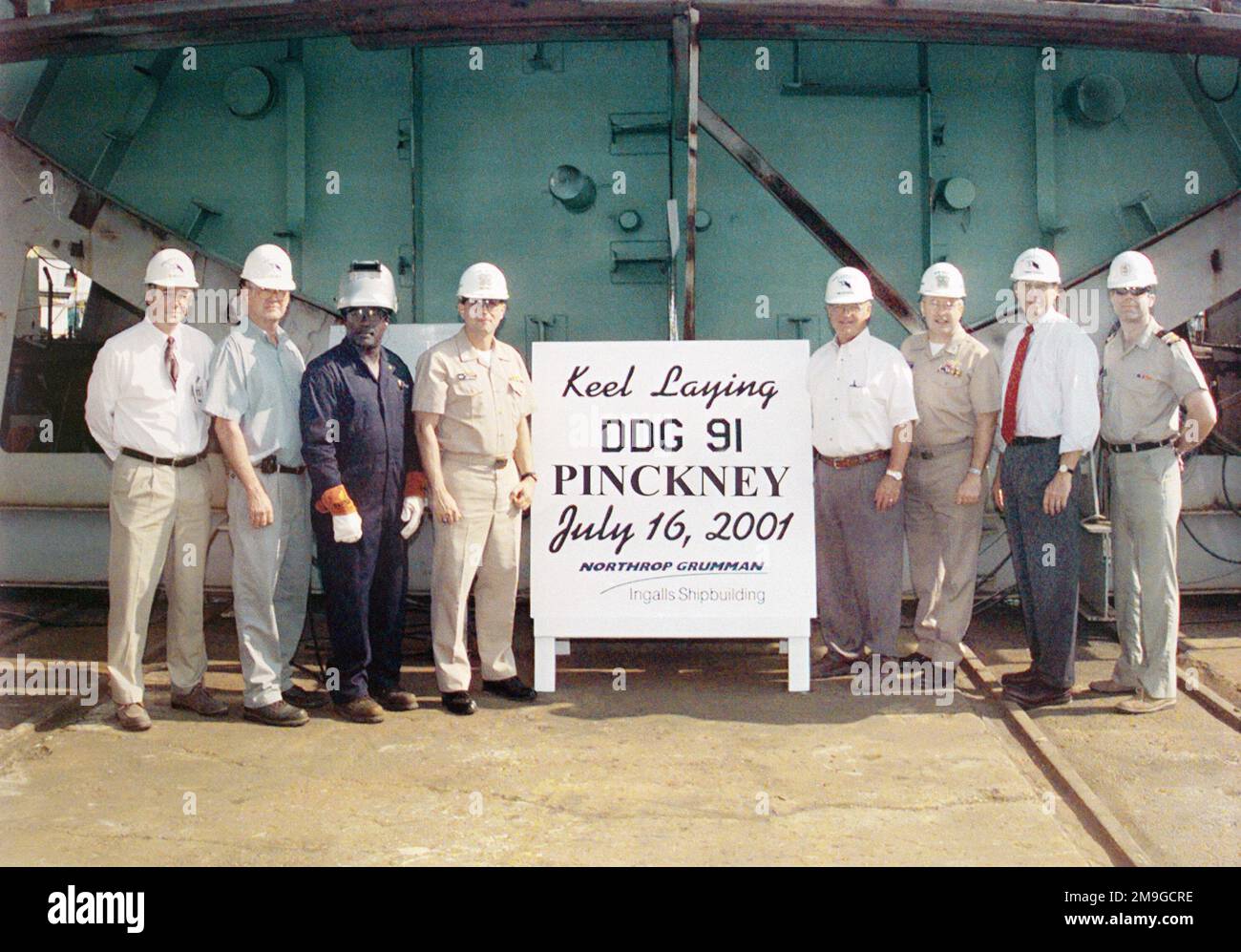 Participants at the official keel laying ceremony for the Arleigh Burke ...