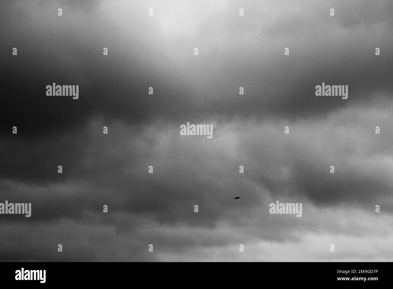 Black and white sky. Dramatic clouds. Horror. Background, banner ...
