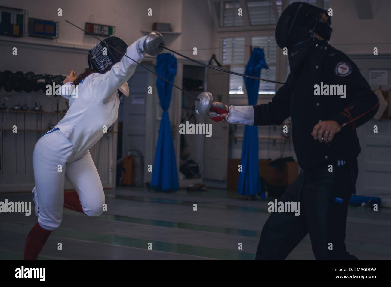 The female contestants practicing forf the International fencing cup in ...
